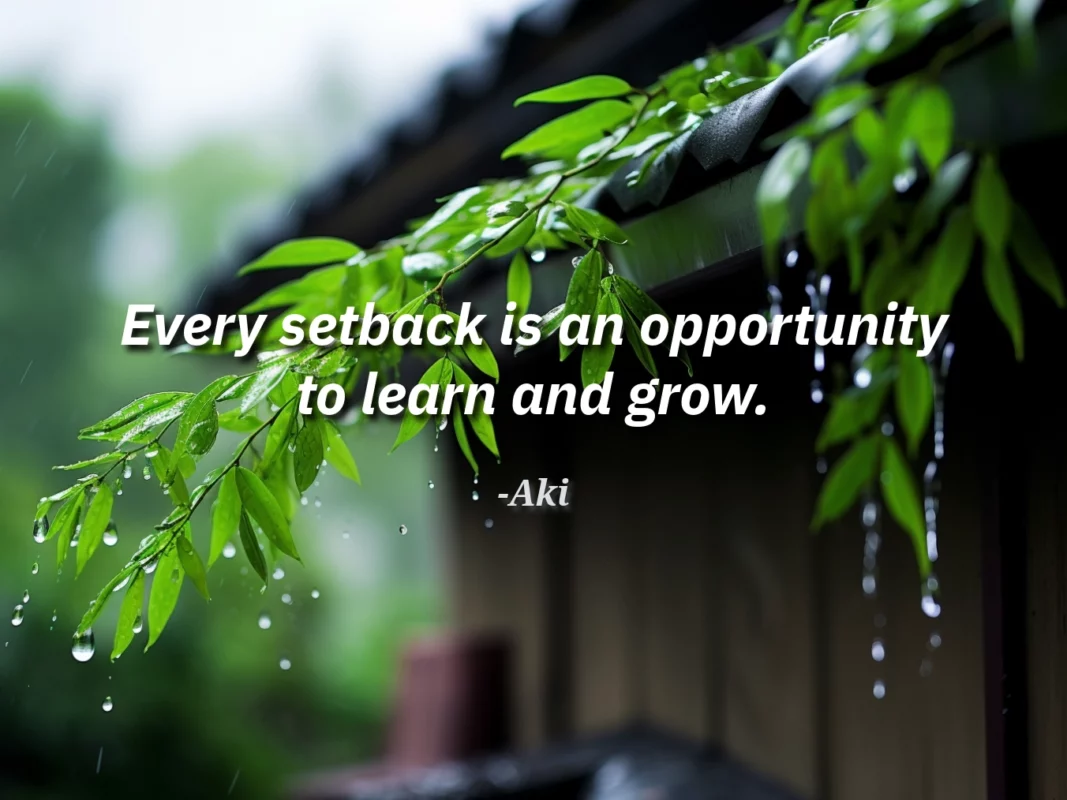 Every setback is an opportunity to learn and grow - Aki Mart