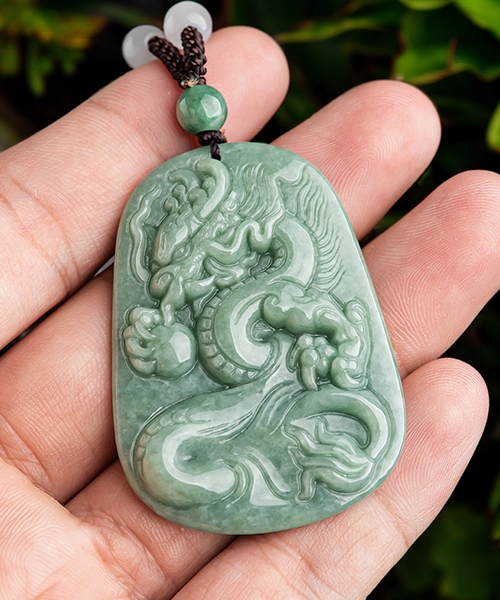 Jadeite Dragon Natural Jade Pendant