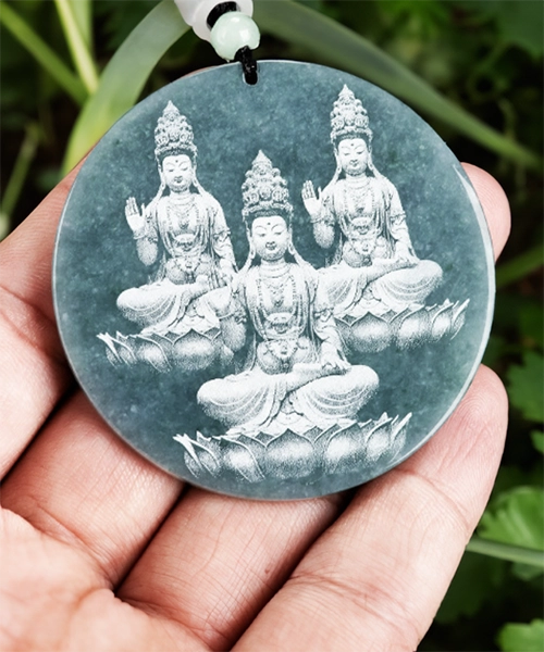 Jadeite Buddha Jade Round Pendant