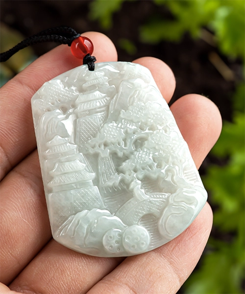 Mountain Tree Natural Jade Pendant