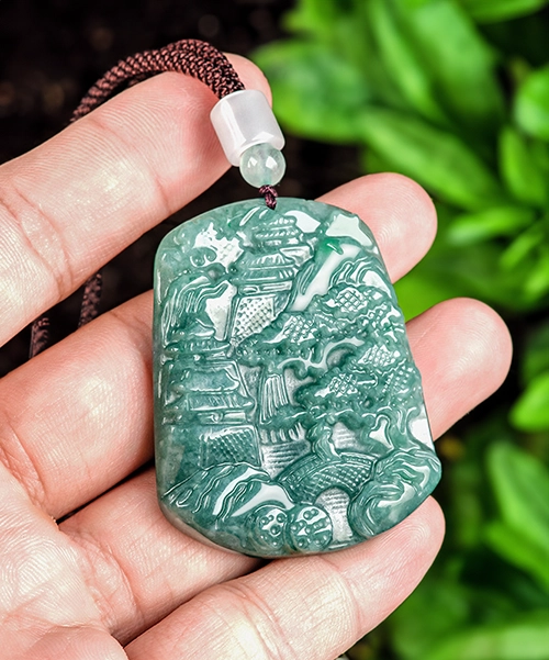 Tree House Scenery Jade Pendant