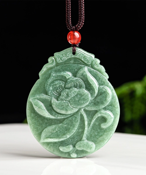 Jadeite Flower Lotus Jade Pendant
