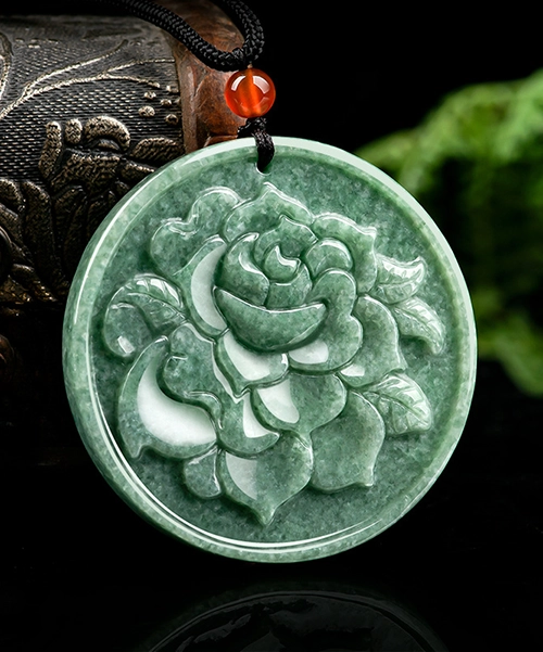 Rose Flower Natural Jade Pendant