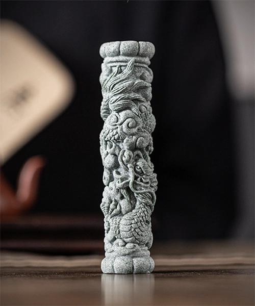 Dragon Column Sand Stone Ornament